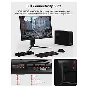 Pixio PX277 PRO 27 inch 165Hz Refresh Rate WQHD 1440p Resolution Fast IPS Panel 1ms GTG Response Time USB Type C Display Port and 65W Charging Adjustable Stand AMD FreeSync Premium HDR Gaming Monitor