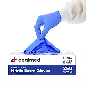 Dealmed Nitrile Medical Grade Exam Gloves, 3.0 mm, Latex Free, Disposable Gloves for Hospitals, Law Enforcement, First Response, Blue (Medium, 300 ct.)
