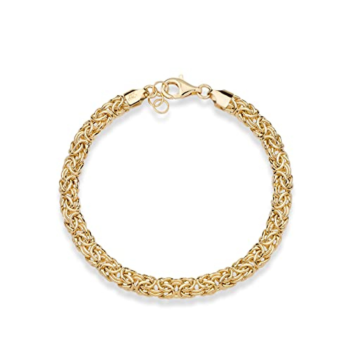 Miabella Italian 18K Gold Over Sterling Silver Byzantine Bracelet for Women, Handmade in Italy (Length 6.5 Inches (X-Small))