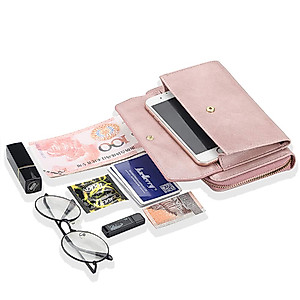 Womens Crossbody Wallet Small Cute Clutch Purses Phone Bag with Front Zipper Pocket,Red