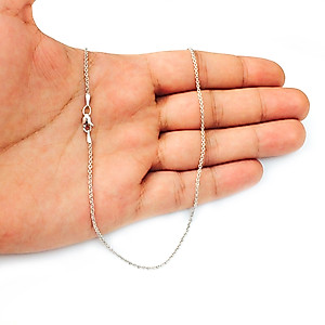 Jewelry Affairs 14k White Real Gold Forsantina Chain Necklace, 1.5mm, 18"