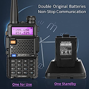 Baofeng UV-5R Radio Dual Band Ham Radios Handheld 8W High Power Two Way Radio with Double Battery Extra Programming Cable AR-771 Antenna Speaker Mic Full Kit Rechargeable Long Range Walkie Talkies