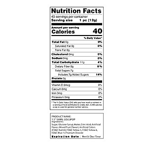 LIDATREE 1.5" Swirl Lollipop, Rainbow Lollipops Individually Wrapped Bulk 40 Pack, Kid's Lollipops Candy for Birthday, Mixed Fruit Flavor 40 Pack