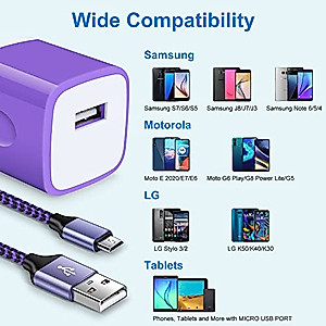 One Port Wall Charger Box, Micro USB Charging Plug, 6FT Android Phone Charger Cord Micro USB Cable for Motorola Moto G8 Power Lite/Moto G6 Play/G5S G5 G4,E/E 2020/E7 E6 E5 E4 E3, Moto Turbo X G C Plus
