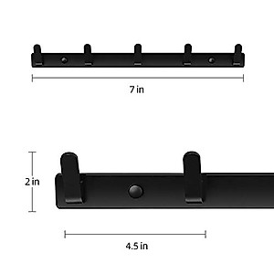 soclim Coat Hooks for Wall Coat Rack Wall Mounted Hat Rack for Wall with 5 Coat Hooks Wall Mounted for Bedroom Entryway, Made of Lightweight but Sturdy Space Aluminum, 17-Inch - 2 Pack Matte Black