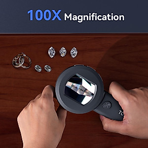 TOMLOV P10 Microscope for Adults Kids, Handheld Coin Magnifier with Light for Error Coins, Portable Trichome Magnifying Glass 100X, Collector Pocket Jewelers Loupe, Digital Microscope with 2" Screen