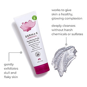DERMA E Purifying Daily Facial Detox Scrub with Activated Charcoal and Seaweed Extract –Exfoliating Face Scrub Cleanses, Smooths and Brightens, 4oz
