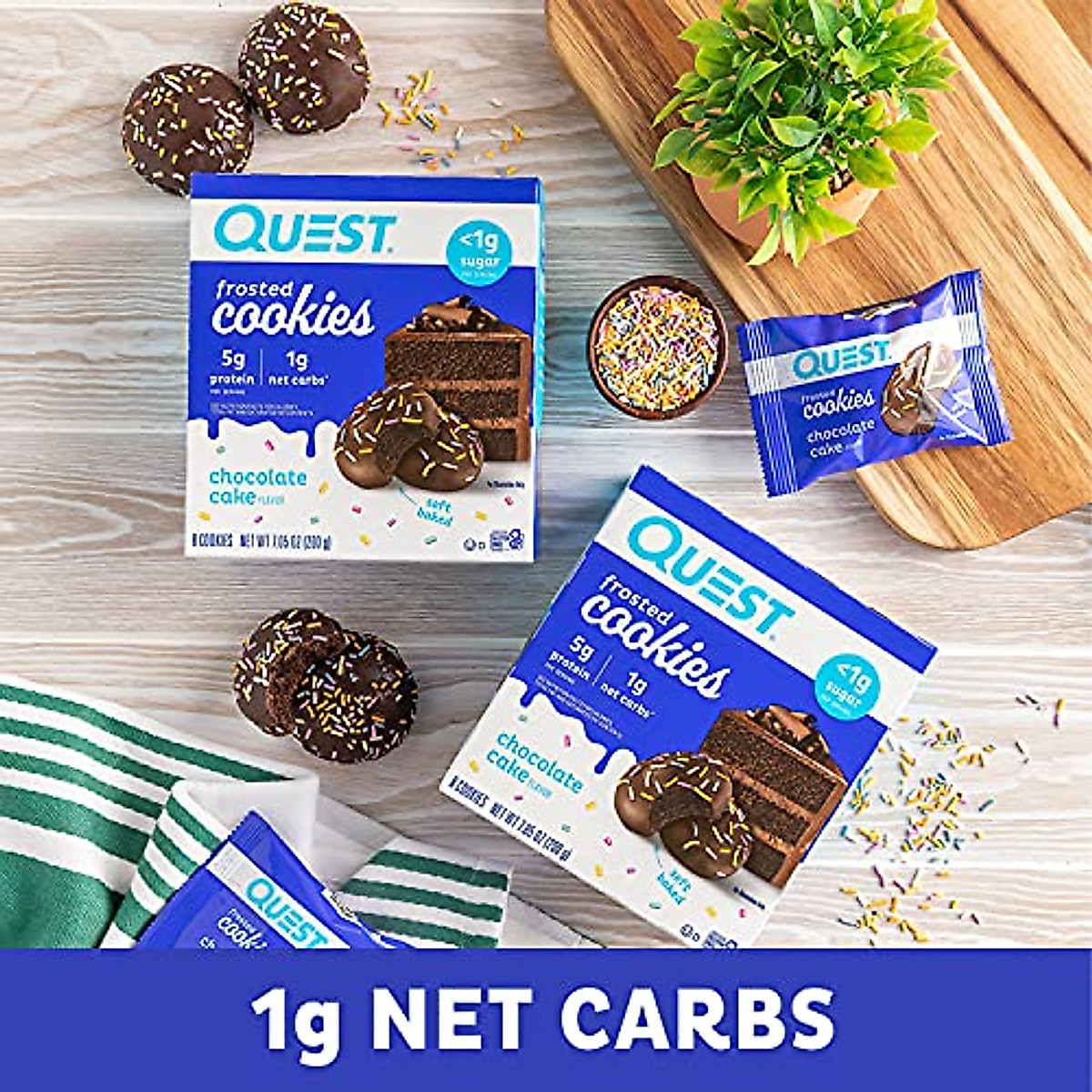Quest Nutrition Chocolate Cake Frosted Cookies, 8 Count(Pack of 3)