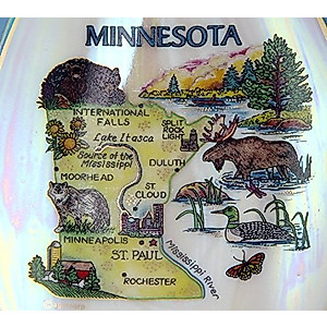 Minnesota State Map Pearl Souvenir Collectible Spoon Rest agc