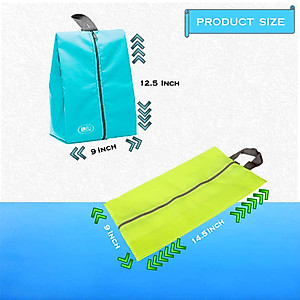 Lify Shoe Storage Organizer Bags Set, Waterproof Nylon Fabric with Sturdy Zipper for Traveling (6 Pack) (Navy Blue And Aqua Blue(Turquoise))