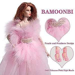 BAMOONBI Pink Doll Wedding Dress Ball Evening Gown - Latest Fashion Design Fashion Dolls Clothes and Accessories for 11.5 - 12 Inch Dolls （Doll Not Included）