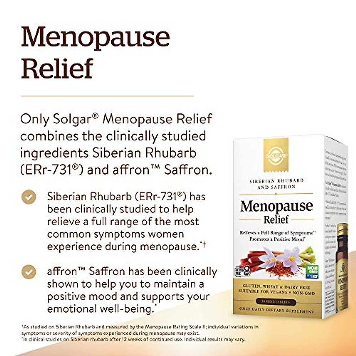 Solgar Menopause Relief - 30 Tablets - Helps Relieve Hot Flashes, Exhaustion, Irritability, Sleep Disturbances & More - Promotes a Positive Mood - Non-GMO, Gluten Free, Vegan - 30 Servings
