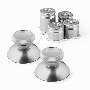 Metal Thumbsticks Joysticks for Xbox One, Aluminum Alloy ABXY Bullet Buttons Analog Grip Replacement Parts for Xbox One, for Xbox One S/X/Series X Controllers with Installation Tools(Silver)