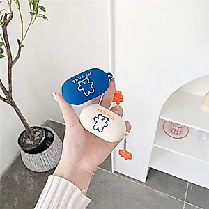 VARWANEO Silicone Case Cover for Galaxy Buds 2019/Galaxy Buds Plus 2020, Full Body Protections with Carabiner/Ring, Anti-Lost & Shockproof Soft Skin for Samsung Galaxy Buds/Buds Plus (White Brunch)