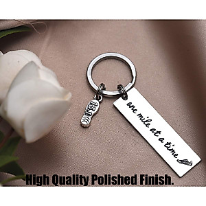 LParkin Runners Cross Country Marathon Keychain Jewelry Coach Training One Mile at A Time Gift for Track and Field Charm Stainless Steel (13.1)