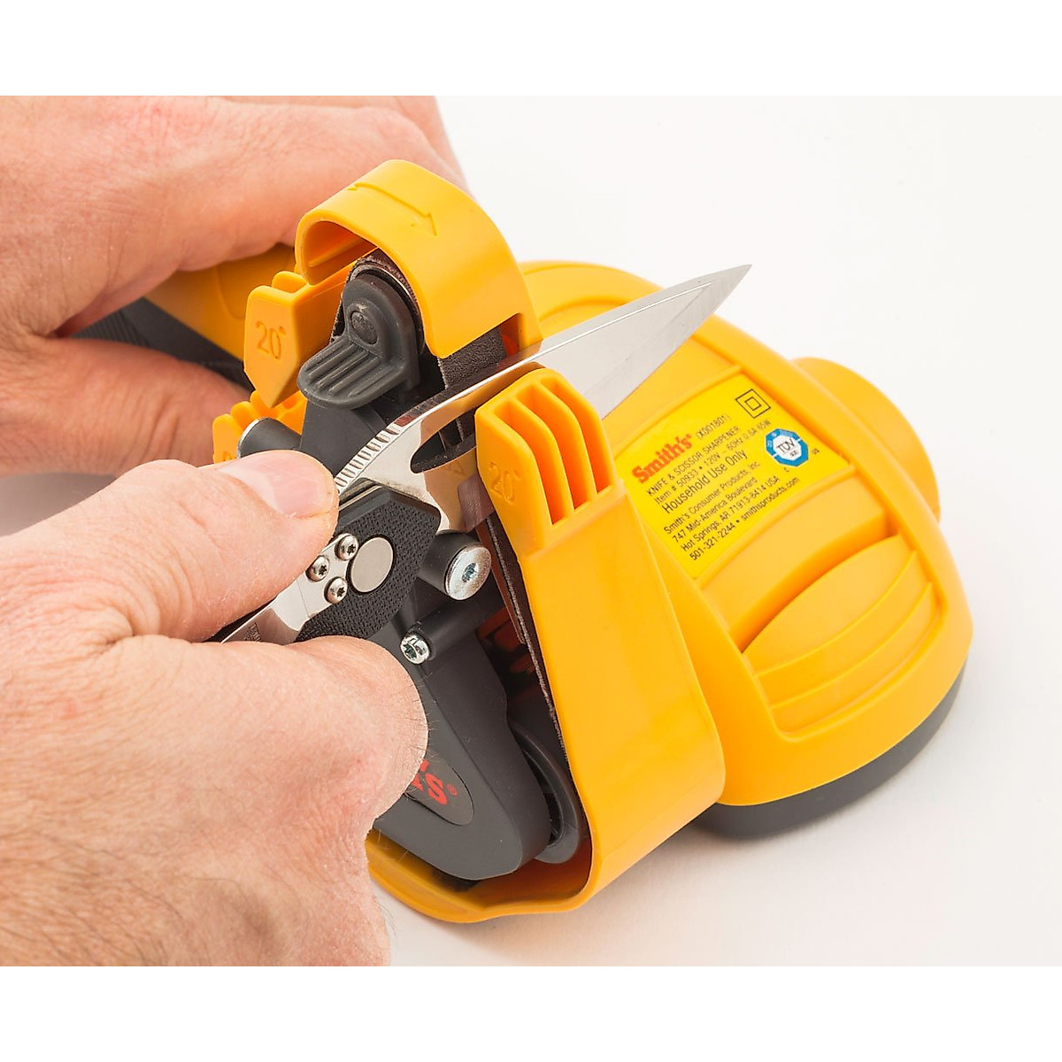 Smith’s 50933 Knife & Scissor Electric Belt Sharpener – Fine, Medium, & Coarse Belts – Straight Edge Blades – Handheld Sharpening – Workshop & Tool Sharpener