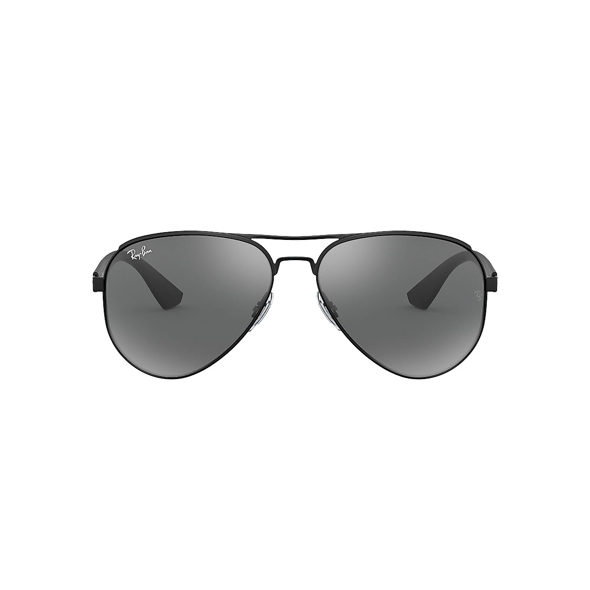 Ray-Ban Men's RB3523 Aviator Sunglasses, Matte Black/Grey Mirrored Silver, 59 mm