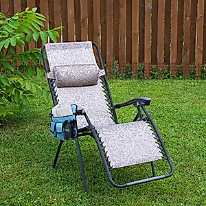 PATIKIL Chair Armrest Organizer, Waterproof Beach Chair Hanging Storage Pouch Snack Magazine Arm Rest Bag with 4 Pockets for Outdoor Camping, Light Blue