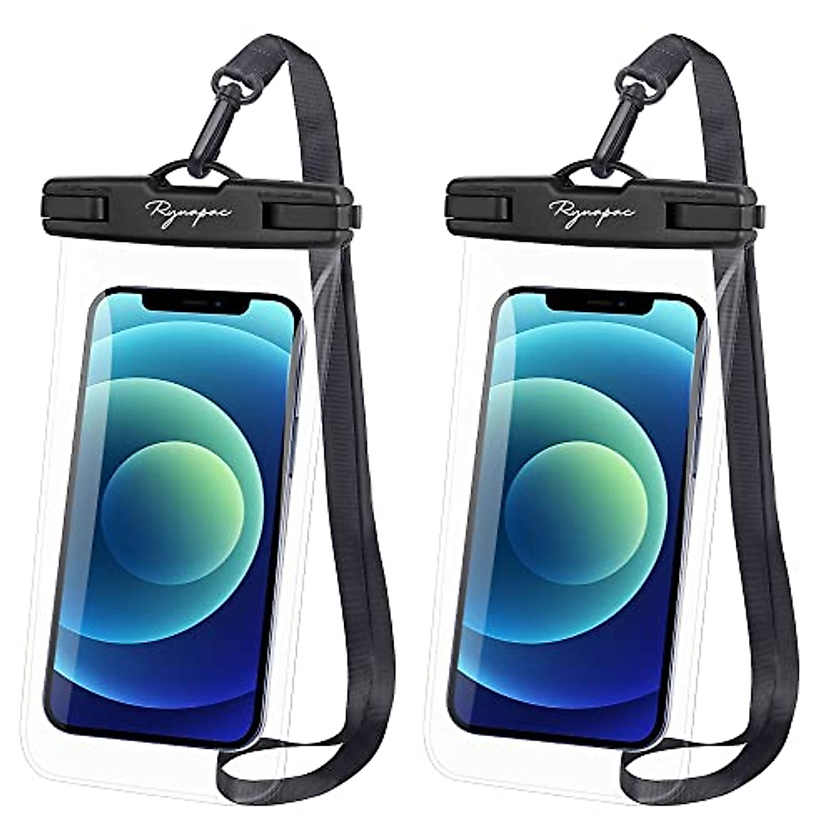 Waterproof Pouch and Cell Phone Case Set - Ideal for Beach Water Sports, Boating, Snorkeling, Kayaking, Rafting, Sailing - Includes 2 Clear Phone Dry Bags and 2 Fanny Packs, Perfect Cruise Essentials