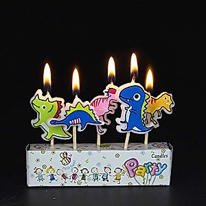 10 Count Special Cake Candles Topper with Holder for Wedding Party Birthday Valentine's Day Cake Decoration, Perfect Wish Gift for Kid and Adult (Dinosaur)