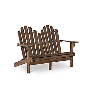 Linon Jayde Adirondack Double Bench, Teak