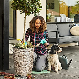 Worth Garden 9 Gallon Tall Round Planters Set of 2-14" Dia x 21" H Tree Pots for Outdoor Plants - Large Imitation Stone Finish Flower Pots Indoor Decorative Container Garden Patio Unbreakable Beige