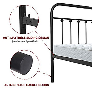 NEEBIRGELIA Black Metal Bed Frame Queen Size with Headboard and Footboard Single Platform Mattress Base,Metal Tube and Iron-Art Bed（Queen,Black）