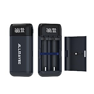 XTAR PB2S Upgraded Version Type-C Dual-Role Fast Charger,Portable LCD Universal 18650 Battery Charger for 3.7V/3.6V Li-ion Rechargeable Battery 18650 18700 20700 21700 Black (No Battery)
