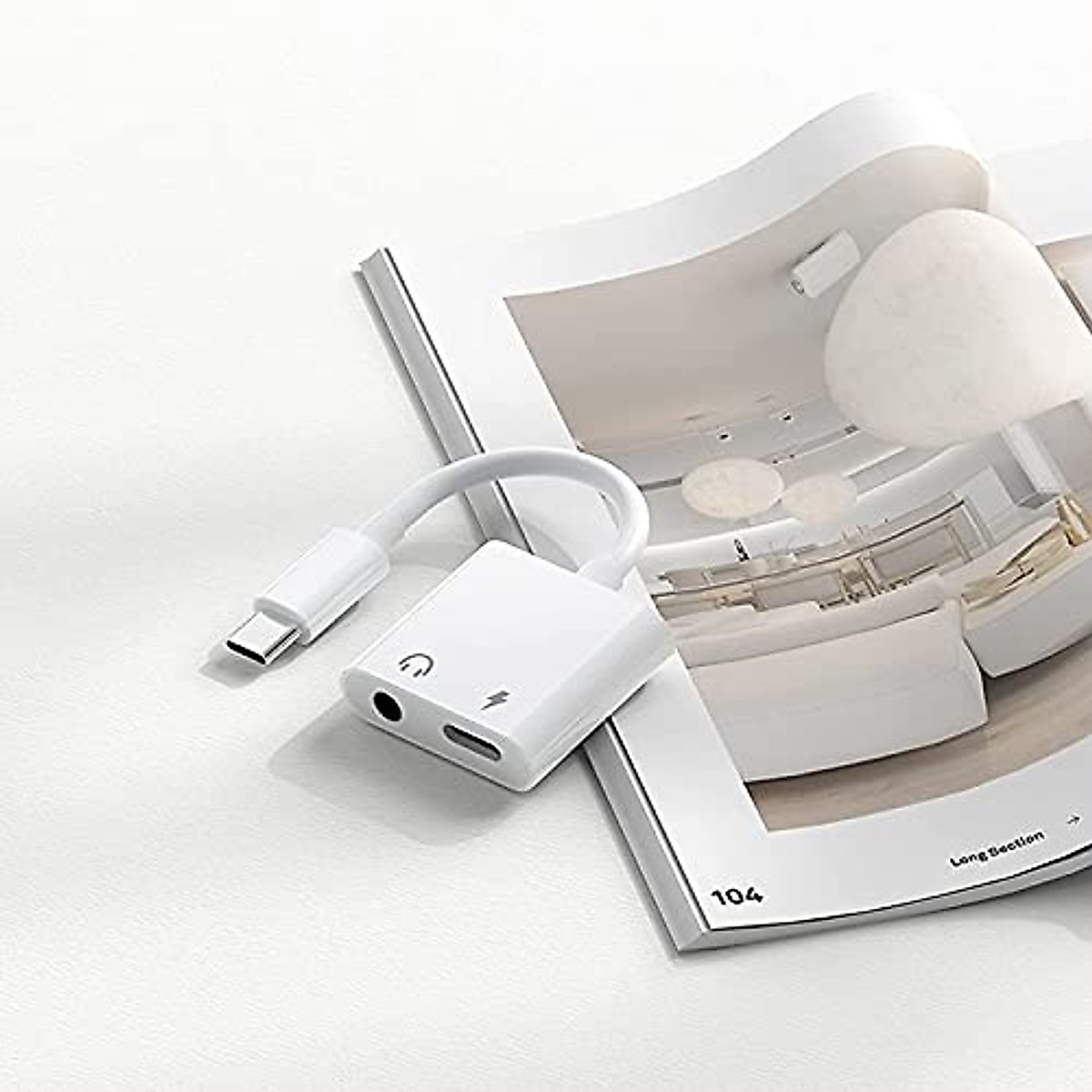 USB C Earbuds Adapter, 2 in 1 USB C to 3.5mm Jack Headphones with Fast Charging and HiFi DAC Dongle Adapter Compatible with Samsung S and Note Series, iPad pro2023 2022 2021, Pixel 7/6/5/4