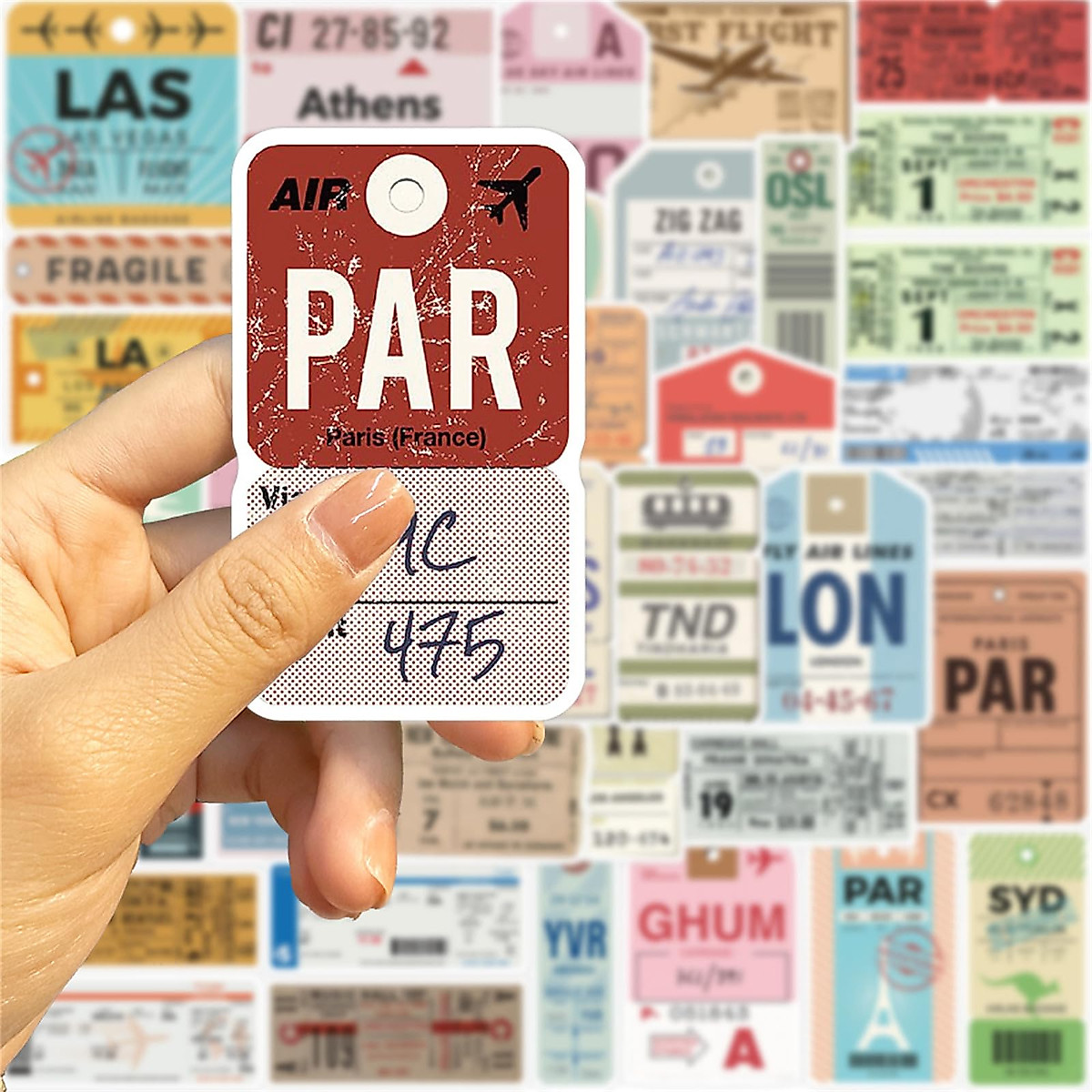 Kechup Vintage Boarding Pass Stickers - 40PCS Waterproof Retro Luggage & Laptop Stickers for Adults & Kids