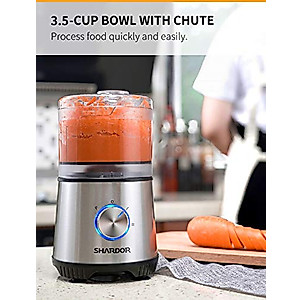 SHARDOR 3.5-Cup Food Processor Vegetable Chopper for Chopping, Pureeing, Mixing, Shredding and Slicing, 350 Watts with 2 Speeds Plus Pulse, Silver