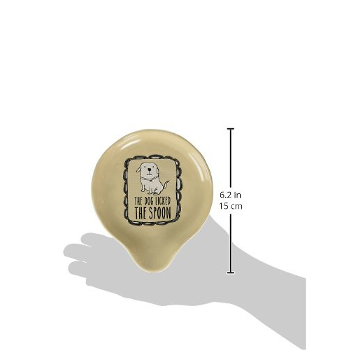 Pavilion Gift Company It's Cats & Dogs-"The Dog Licked The Spoon" Tan Ceramic Spoon Rest, Small, Beige
