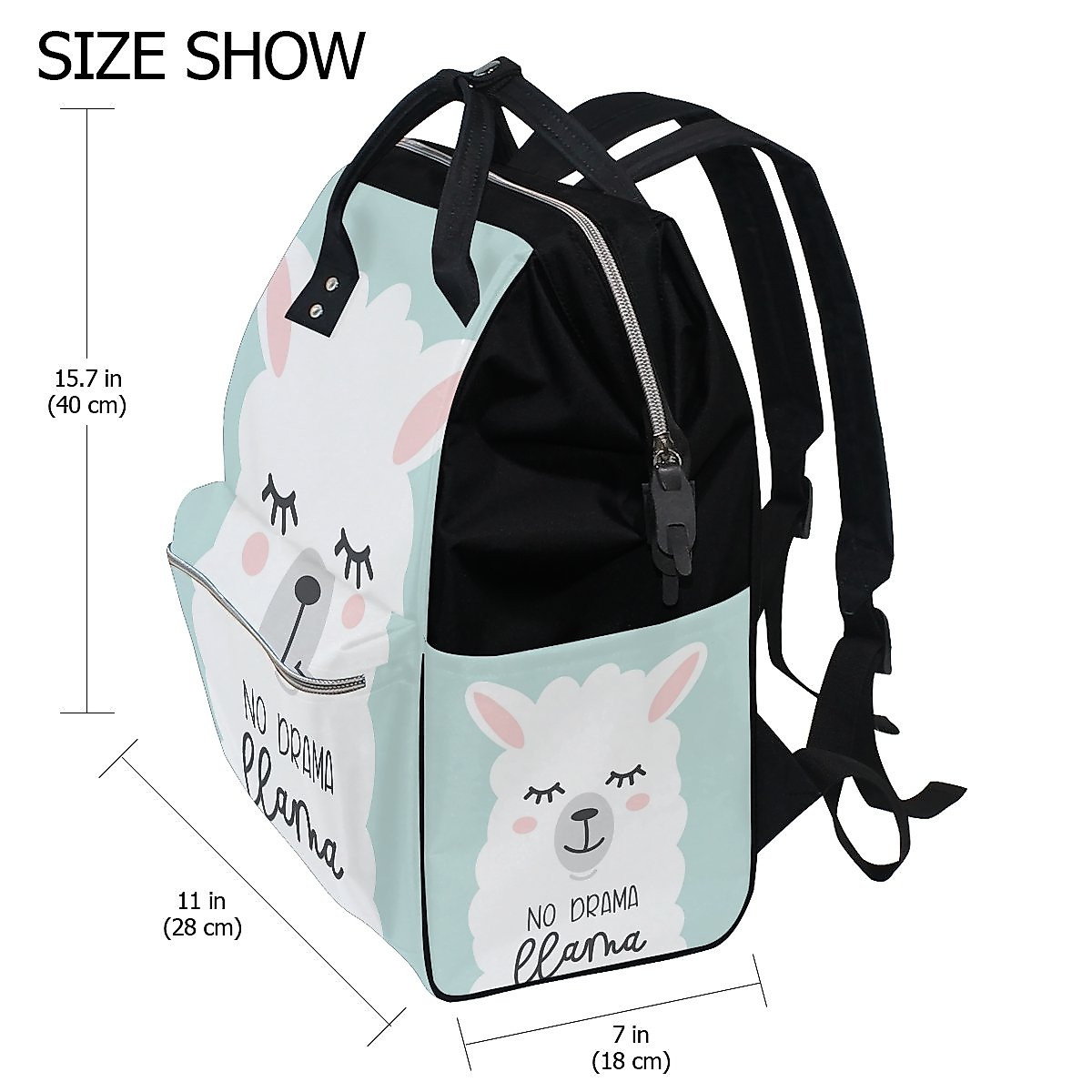 Top Carpenter Baby Diaper Nappy Bag Travel Backpack Mommy Bag Cute Cartoon Llama for Mom Dad M