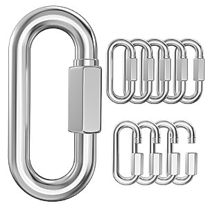 3 Inch Stainless Steel Chain Quick Links- 10 Pack 5/16" Locking Carabiners, Chain Hooks, Twist Key Ring Screw Chain Link, 1535 Lbs Capacity