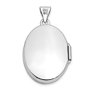 IceCarats 14K White Gold Oval Flower Personalized Photo Locket Necklace Charm Pendant 28.1mm x 17mm Only