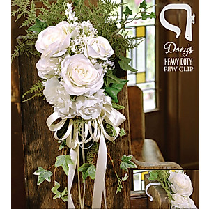 Doey's Heavy Duty Pew Clips for Weddings (12-Pack) Dependable Flexible Hook for Church Ceremony Aisle Decorations - Secure Bows, Flowers, Signs, Garland to Pew Ends, Bench Seats, Chairs (Made in USA)