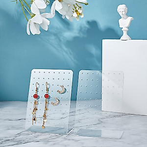 PH PandaHall 4 Pack 72 Holes Acrylic Earring Holder Organizer Ear Studs Jewelry Storage Display Rack Showcase Earrings Display Stand Earring Storage for Selling Retail Marketing Personal 3x2x4.5inch