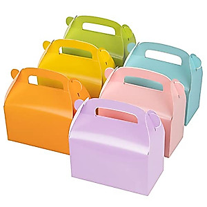 Oletx 30-Pack Colorful Party Favor Treat Boxes, Goodie Boxes, Gable Paper Gift Boxes with Handles. Perfect for Rainbow Party Decoration Supplies