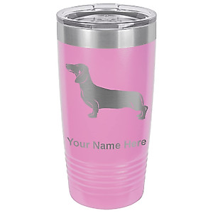 LaserGram 20oz Vacuum Insulated Tumbler Mug, Dachshund Dog, Personalized Engraving Included (Light Purple)