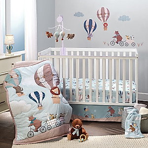 Bedtime Originals Up Up & Away Hot Air Balloon Animals Polyester Fitted Crib Sheet - Blue