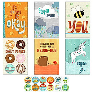 Hallmark Encouragement Cards Assortment For Kids Or Adults (12 Cards and Envelopes, 12 Stickers), Model: 5STZ5110