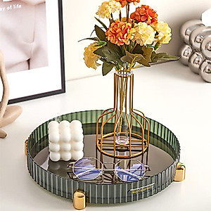 CESTATIVO Makeup Perfume Organizer, 360 Degree Rotating Lazy Susan, Bathroom Vanity Tray, Counter Organizer, Green
