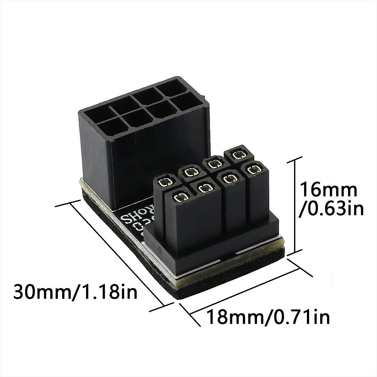 ZRM&E 8 Pin Graphics Card Power Supply 180 Degree Angled Adapter Steering Connector Up Angled for Desktops Graphics Card
