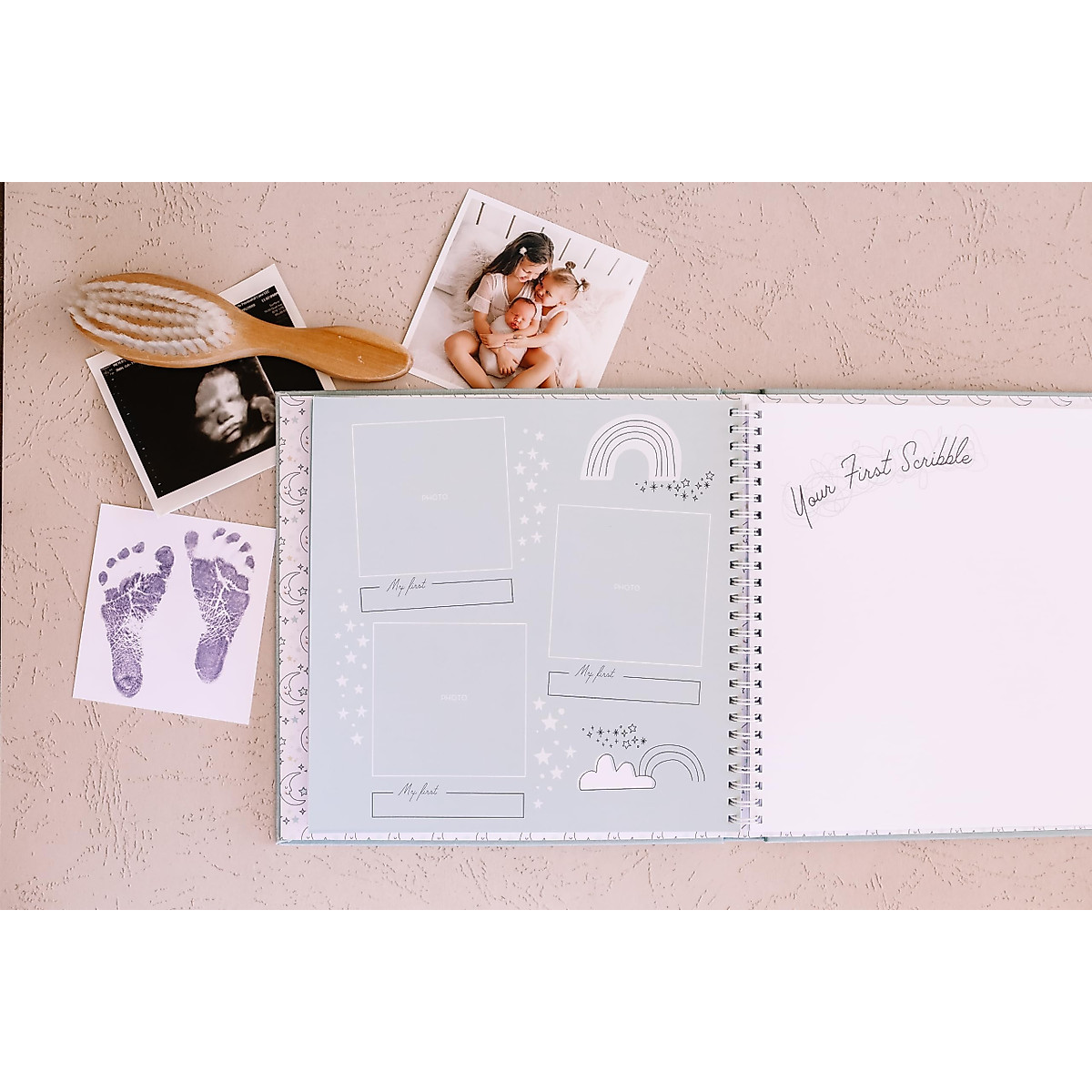 Lucy Darling Baby Memory Book, Luxury Baby First Year Book & Photo Album for Baby Boy/Girl, Keepsake Baby Books & Journals, Gender Neutral Memories & Milestone Book, Pregnancy Gift - Celestial Skies