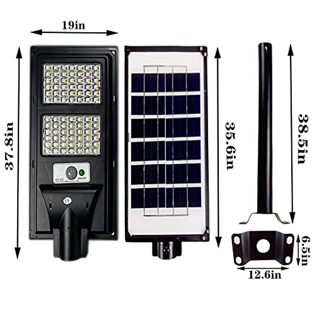 GLW 200W Solar Street Light with Motion Sensor Outdoor Lights 8000LM Dusk to Dawn Solar Flood Lights IP66 Waterproof LED Security Light for Garage,Yard,Parking Lot,Basketball Court and More(2 Pack)