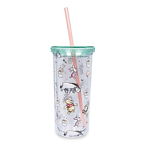 Disney Winnie the Pooh Character Toss Acrylic Carnival Cup with Lid and Straw