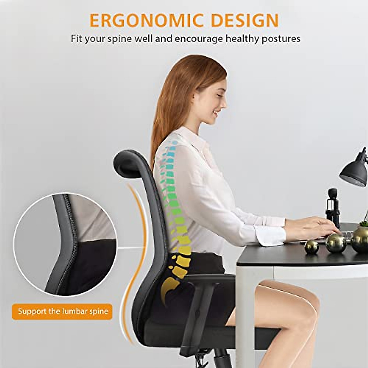 ETasker Ergonomic Office Chair Home: Mesh Desk Chair with Adjustable Arms - Mid Back Computer Chairs for Women Adults - Swivel Task Chair Comfortable for Home Office (Black)