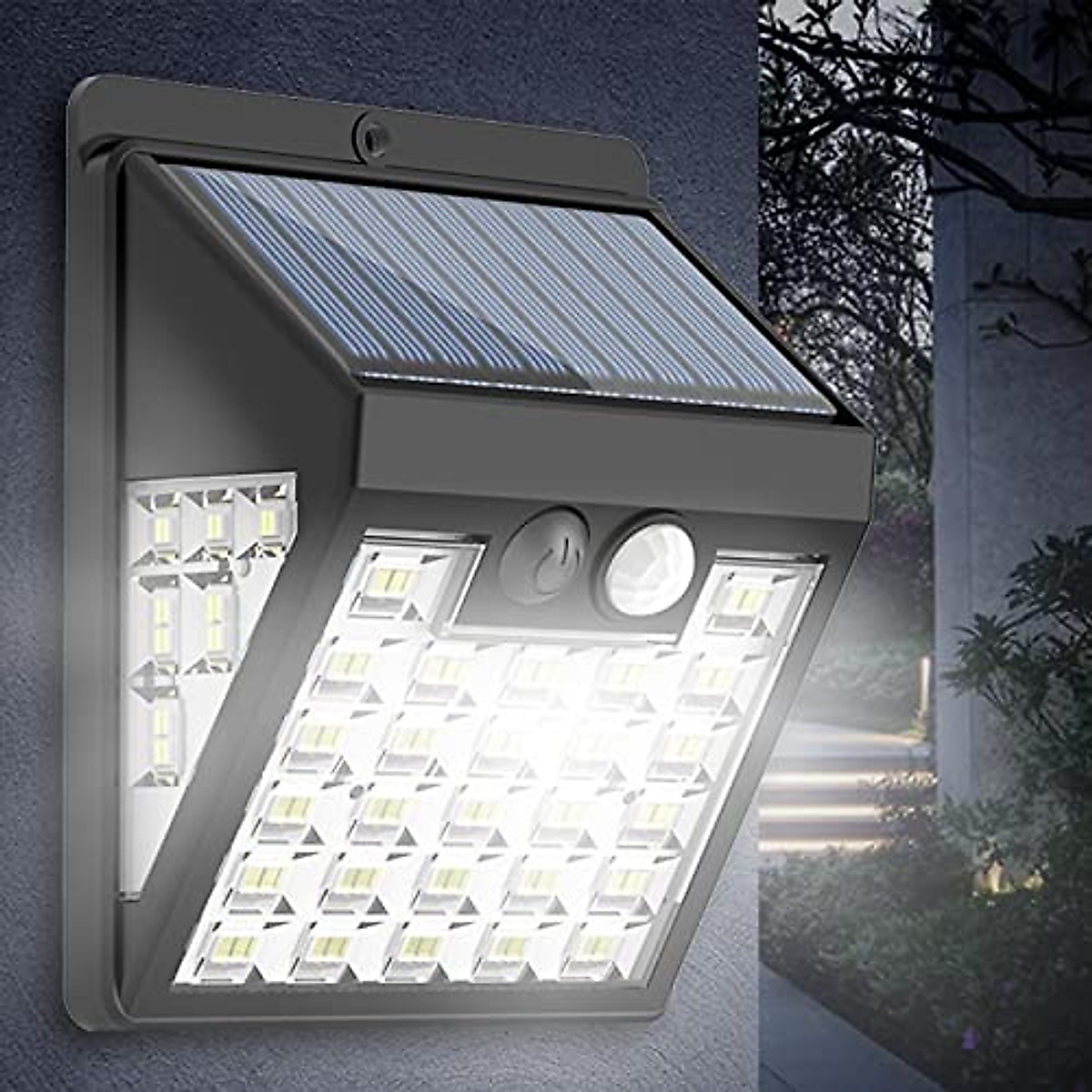 Led Solar Street Light Outdoor - IP65 Waterproof Outdoor Solar Powered Street Lights, Dusk to Dawning with Motion Sensor LED Floods Light for Parking Lot, Drive-Way
