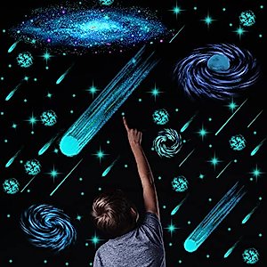Glow in The Dark Stars for Ceiling Wall Stickers Galaxy Star Stickers Glow in The Dark Self-Adhesive Glow in The Dark Wall Stickers Removable Glow in Dark Decals for Kid Nursery (Classic Style)