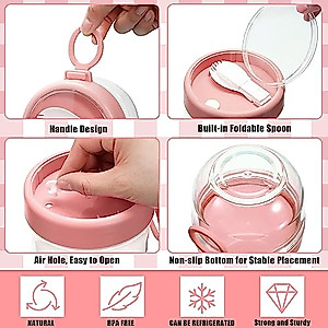 JACTZ Overnight Oat Containers with Lids and Spoons,20oz Overnight Oats Jars,Leakproof Dessert Cups for Yogurt Breakfast On The Go Cups,Oatmeal Container Snack Containers (3pink)